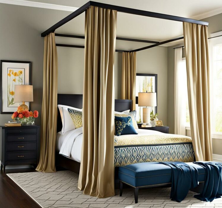 Enhance Your Bedroom With Blackout Curtains on a Canopy Bed ...
