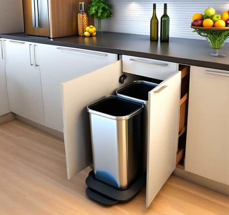 Cleverly Tuck Away Trash in Your Kitchen Island - Tiponthetrail.com