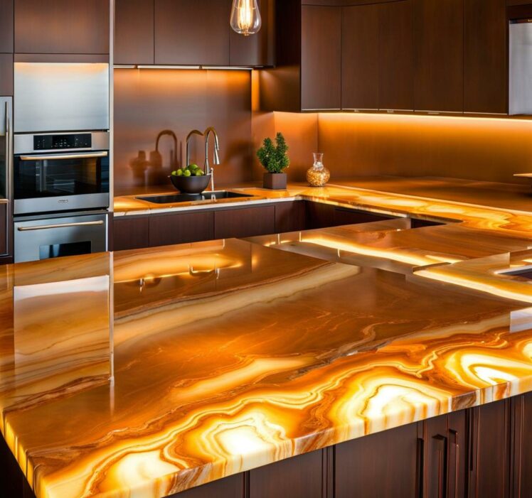 Light Up Luxury With Radiant Backlit Onyx Kitchen Countertops ...