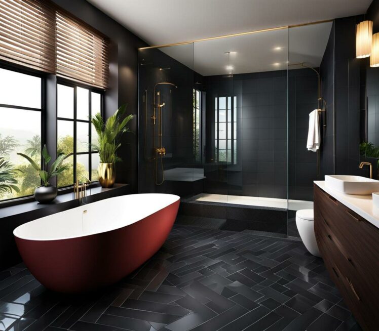 Give Your Bathroom a Dramatic Makeover with Dark Tile Floors ...