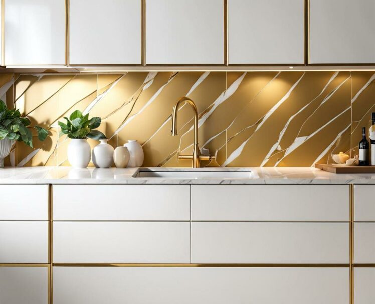 Maximise Luxury With Stunning Calacatta Gold Quartz Backsplash Tile ...