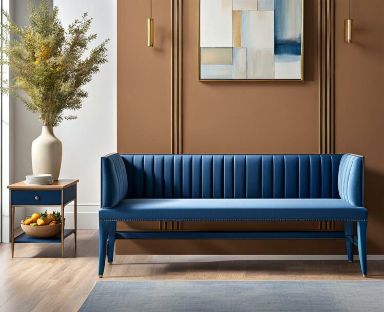 Spice Up Your Dining Room with a Blue Bench with Back - Tiponthetrail.com