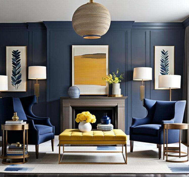 Curate a Refined Gray and Navy Living Room With Pops of Color ...