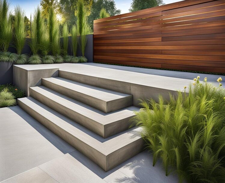 Concrete Patio Stairs Ideas with Landscaping - Tiponthetrail.com