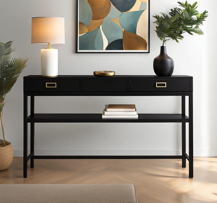 Long and Tapered Black Console Table for Narrow and Wider Spaces ...